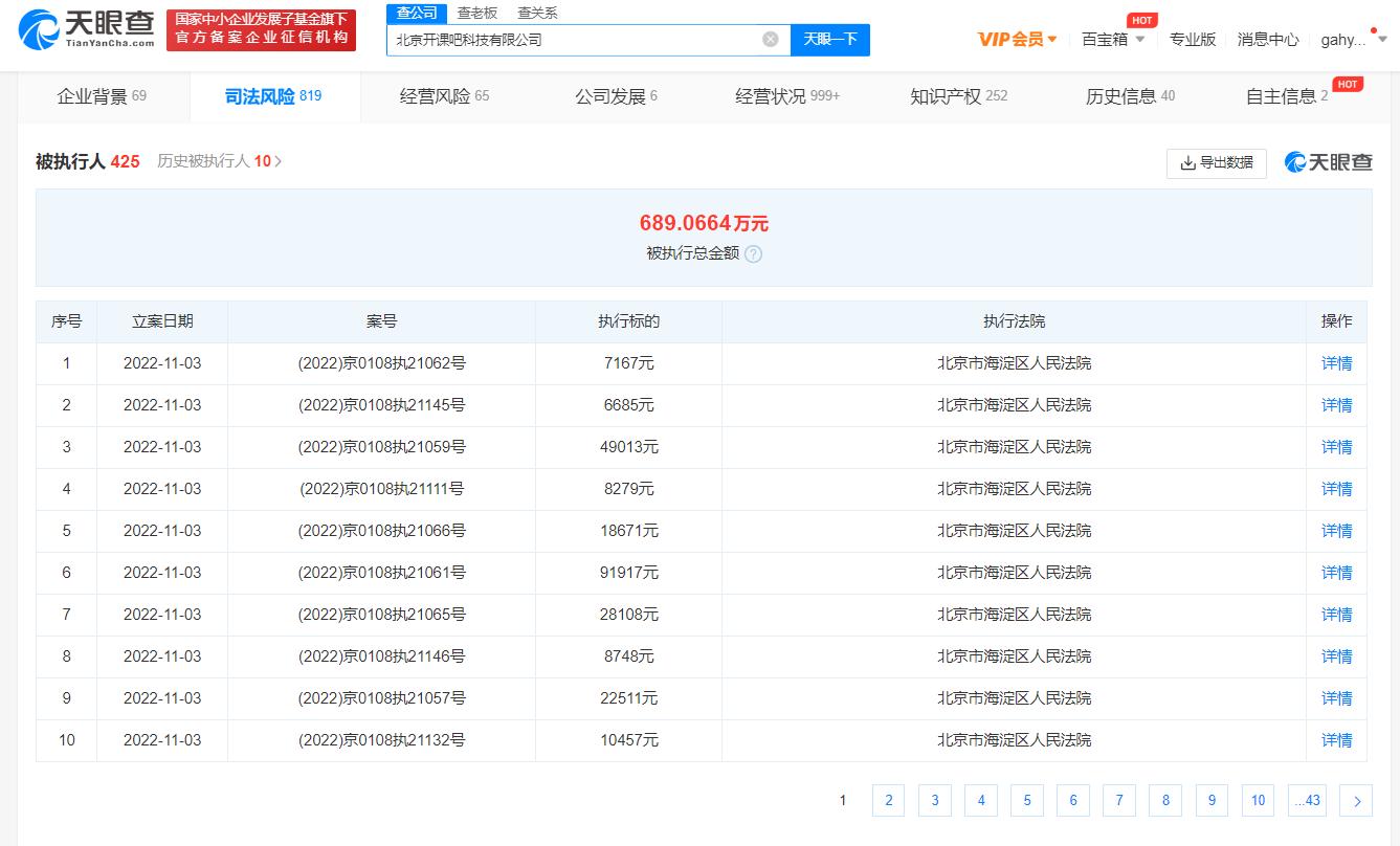 开课吧所持1000万股权被冻结提供者FX168