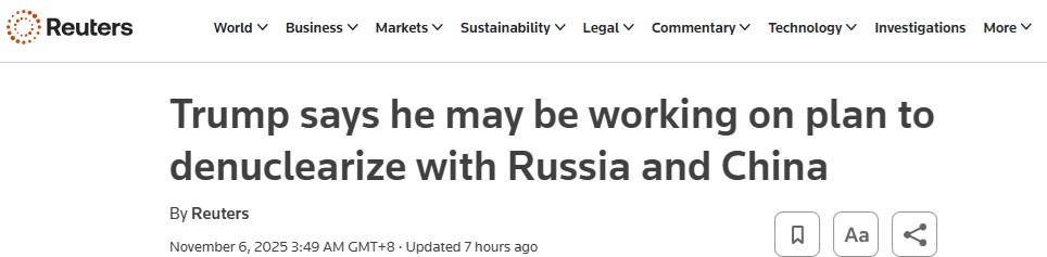 特朗普突然重量级表态！特朗普：可能与中国和俄罗斯合作制定无核化计划-FX168财经网