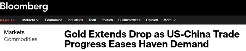 黄金开盘劲爆行情！美国和中国暗示即将达成一项全面协议 金价暴跌53美元-FX168财经网